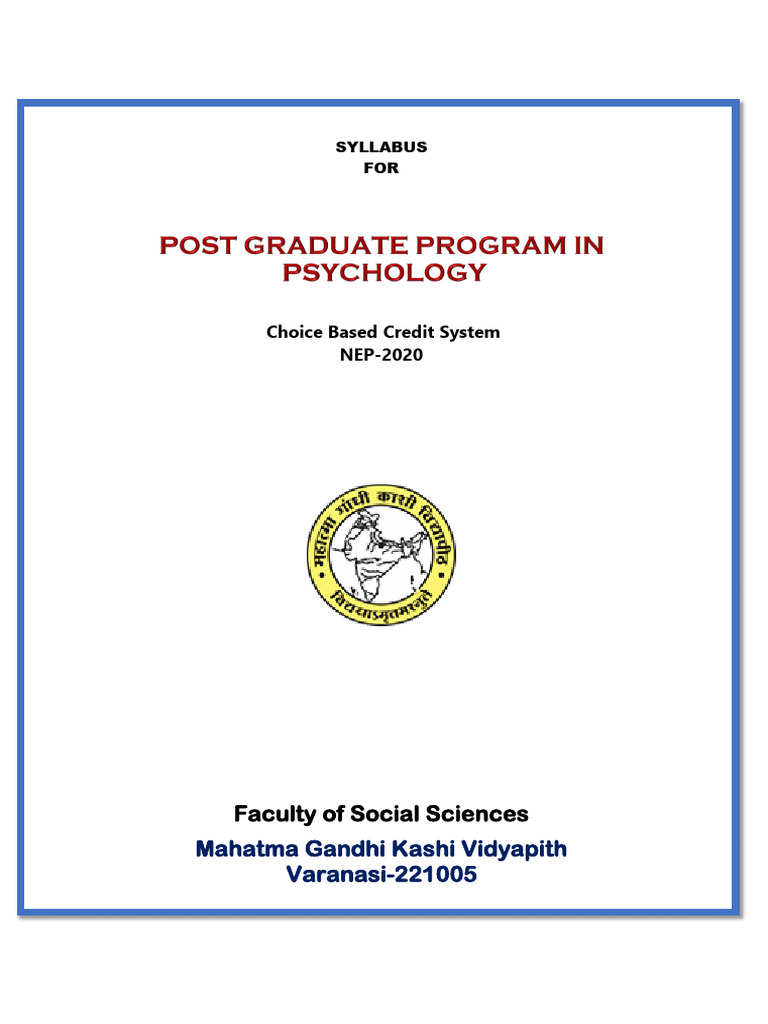 P G in Psychology (NEP 2020) (Session 2022-23) 126 | PDF | Nervous ...