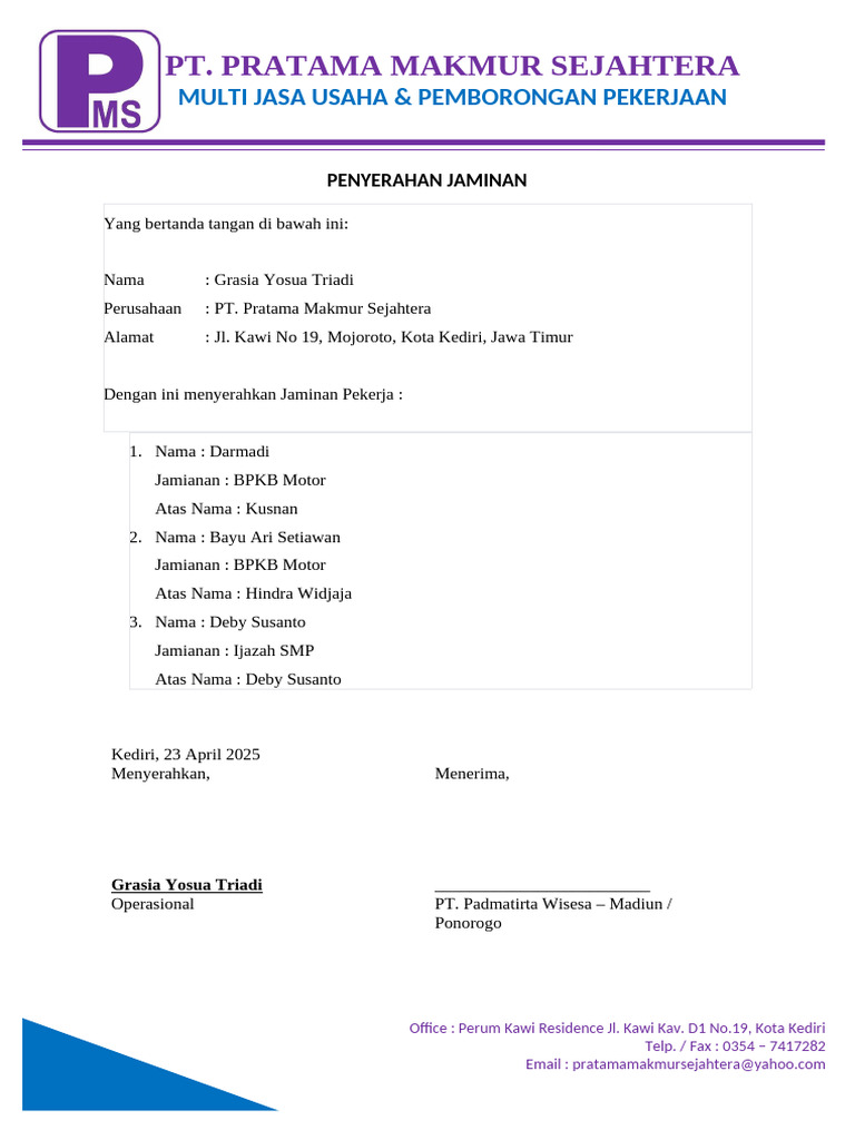 Penyerahan Jaminan | PDF