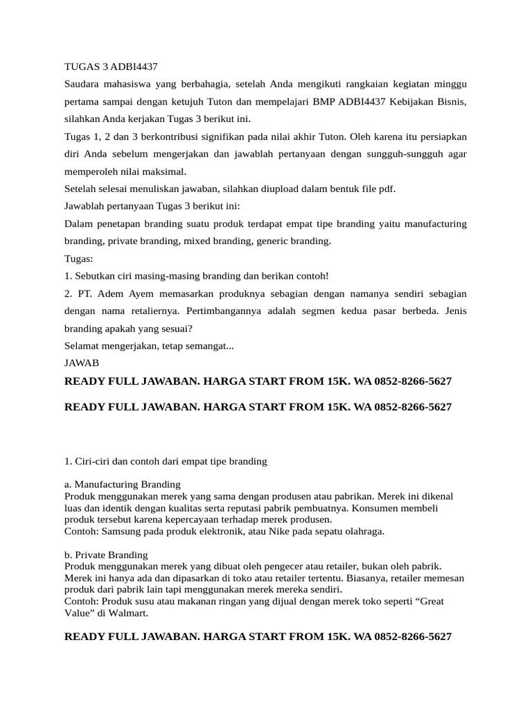 TUGAS 3 - Kebijakan Bisnis | PDF