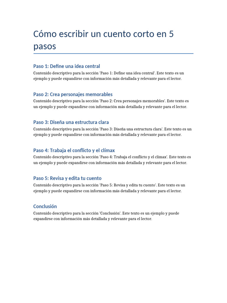 Escribir un cuento corto en 5 pasos | PDF