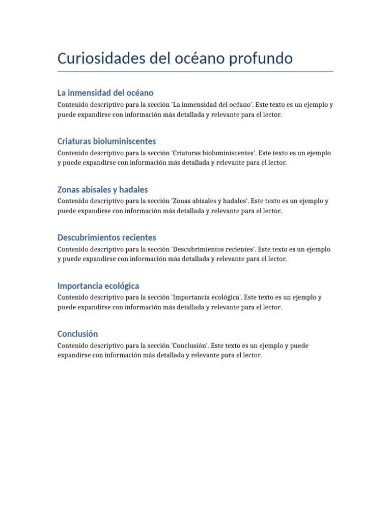 Curiosidades Del Océano Profundo | PDF