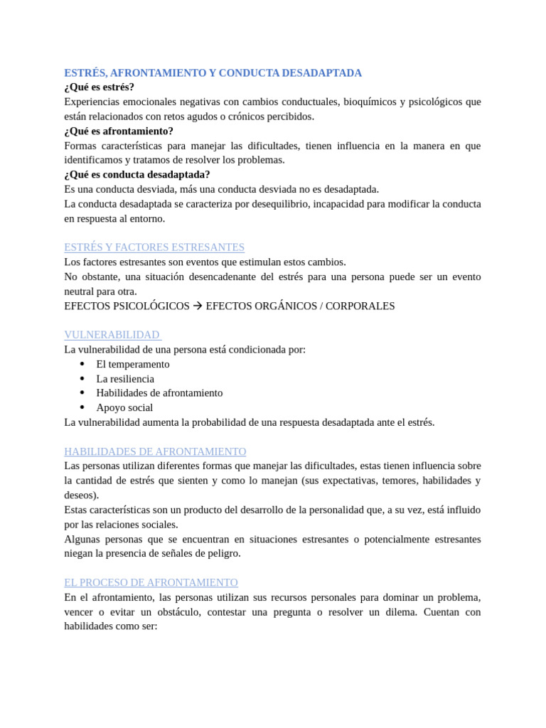 Estrés, Afrontamiento y Conducta Desadaptada | PDF | Fobia | Bulimia ...