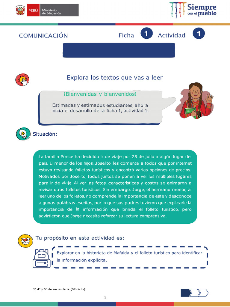 Ficha-1-Act-1-Vii-Comunicacion EXPLORA LOS TEXTOS QUE VAS A LEER | PDF | Aprendizaje | Cognición