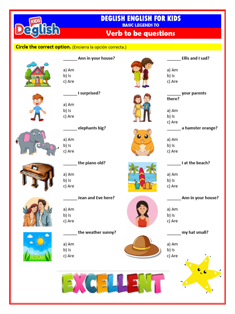 Verb to Be Exercises for Kids | PDF | Linguistics