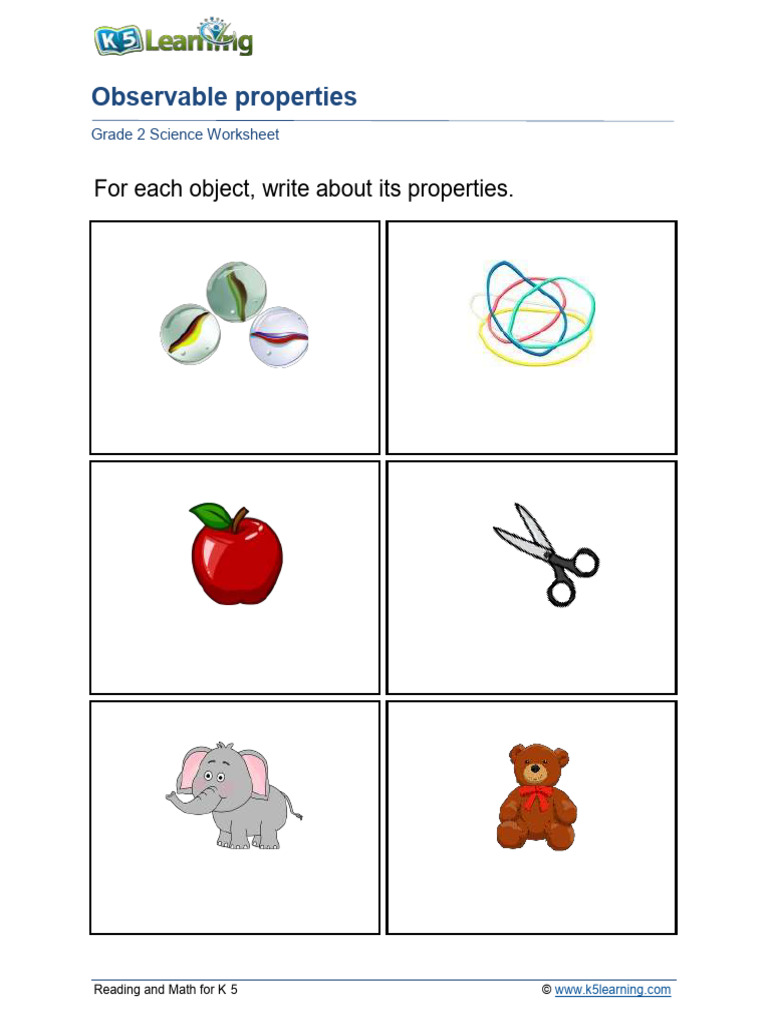 Grade 2 Properties of Materials Worksheet | PDF