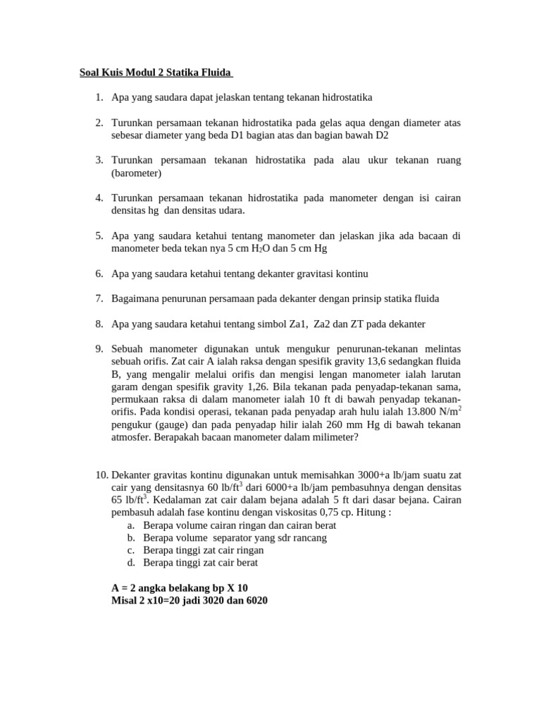 Soal Kuis CPMK 3 Hidrostatika | PDF