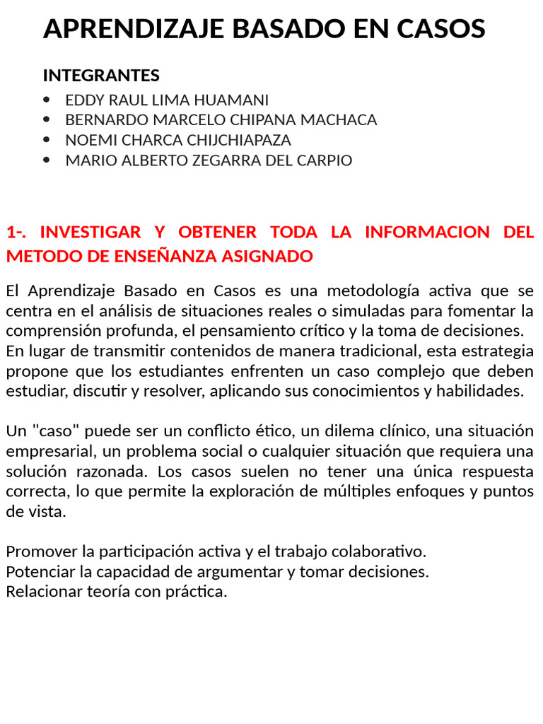 Aprendizaje Basado en Casos | PDF | Aprendizaje | Enseñando