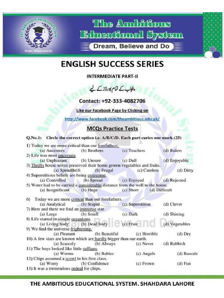 Inter 2 English Kamiyab Series Ambitious | PDF