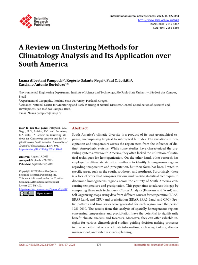 A Review On Clustering Methods For Climatology Ana | PDF | Cluster Analysis | Climate
