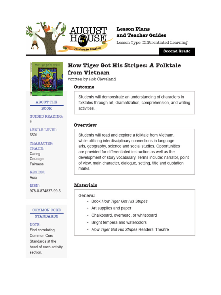 Lesson Plans How Tiger Got His Stripes 2nd Grade | PDF | Reading ...