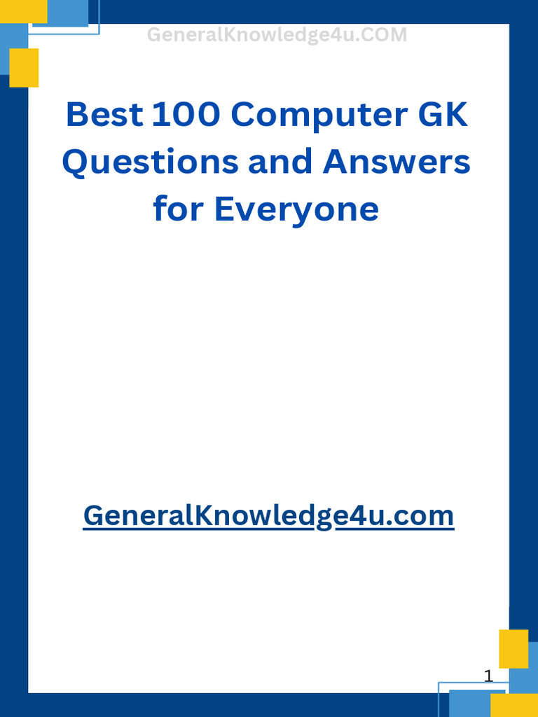 100 Computer GK Questions & Answers | PDF | Computer Program | Programming