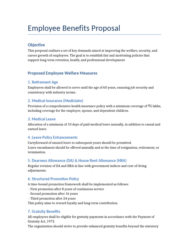 Employee Benefits Improvement Proposal | PDF