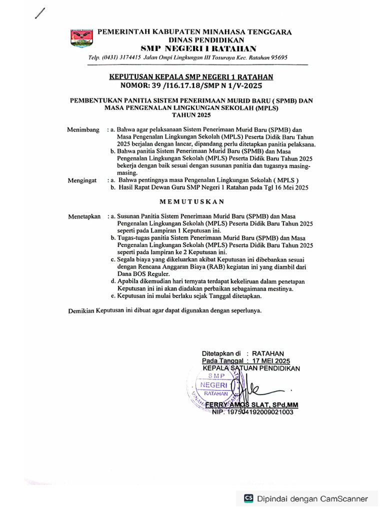 SK Panitia SPMB 2025 | PDF