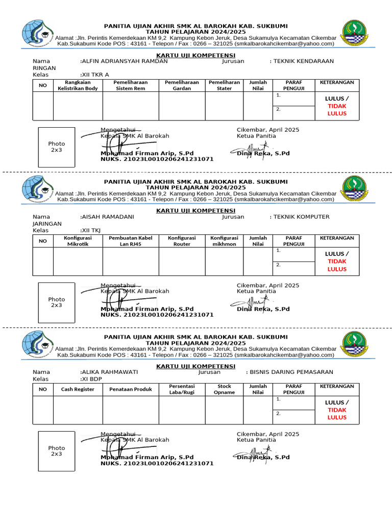 kartu UJIKOM 2025 | PDF
