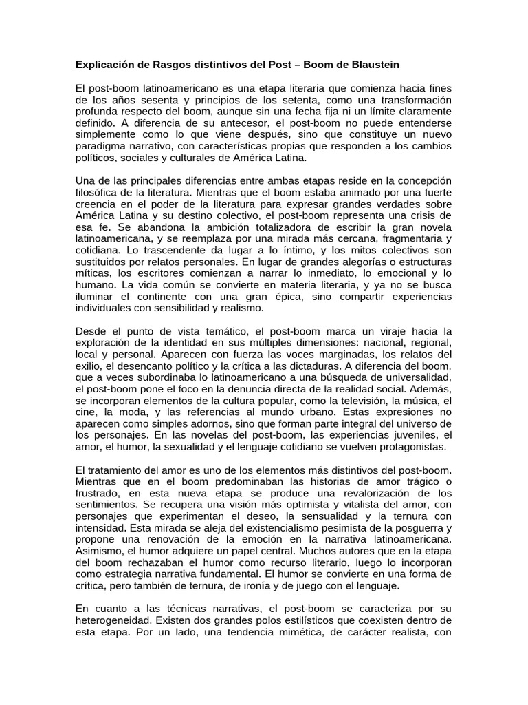 Rasgos del Post-Boom Latinoamericano | PDF | Humor | Amor