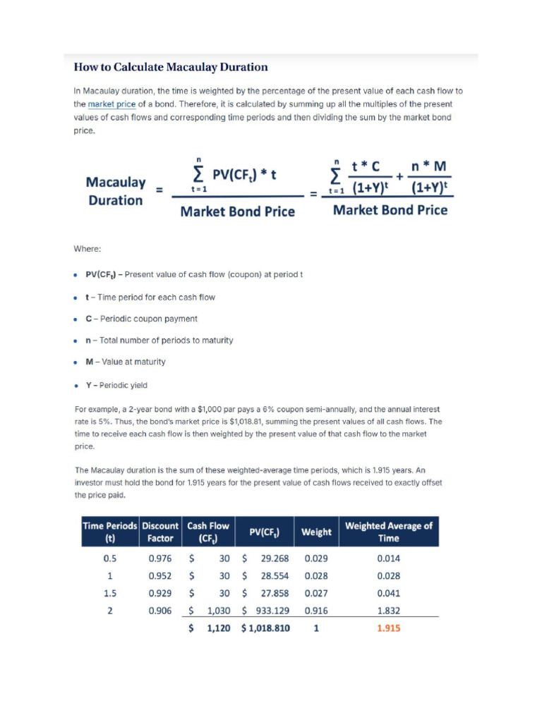 Macaulay Duration | PDF