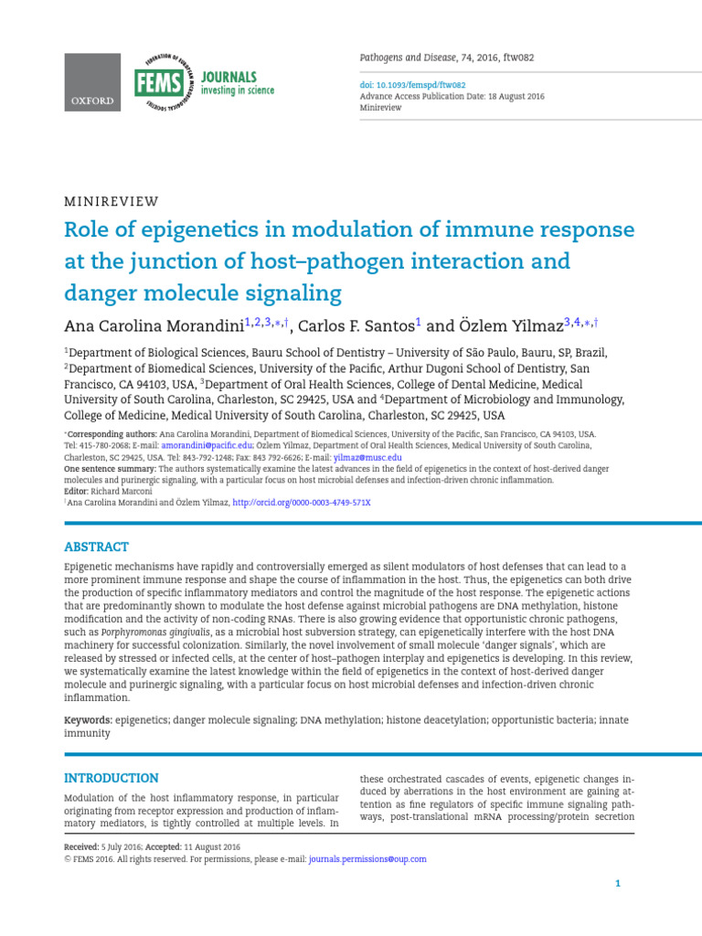 Role of Epigenetics in Modulation of Immune Response | PDF ...