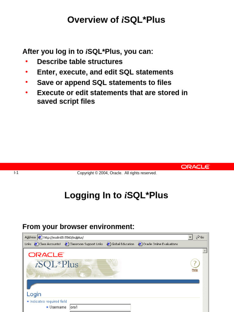 LessI Overview of ISQLPlus User Access-new | PDF | Databases | User ...