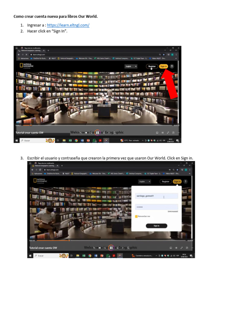 Como Registrar Codigo de Libro y Codigo de Salon Libros Our World | PDF