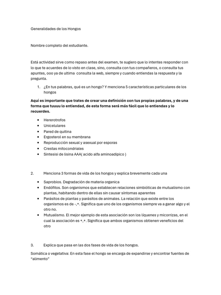 Generalidades de Los Hongos | PDF | Hongo | Biología