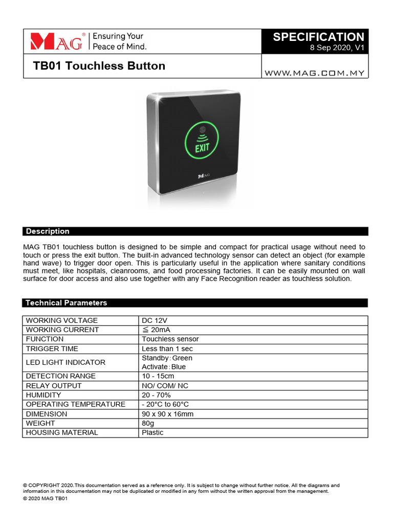 Touchless Button for Sanitary Access | PDF