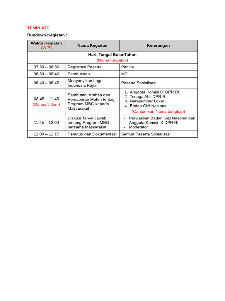 Rundown 00 Template | PDF