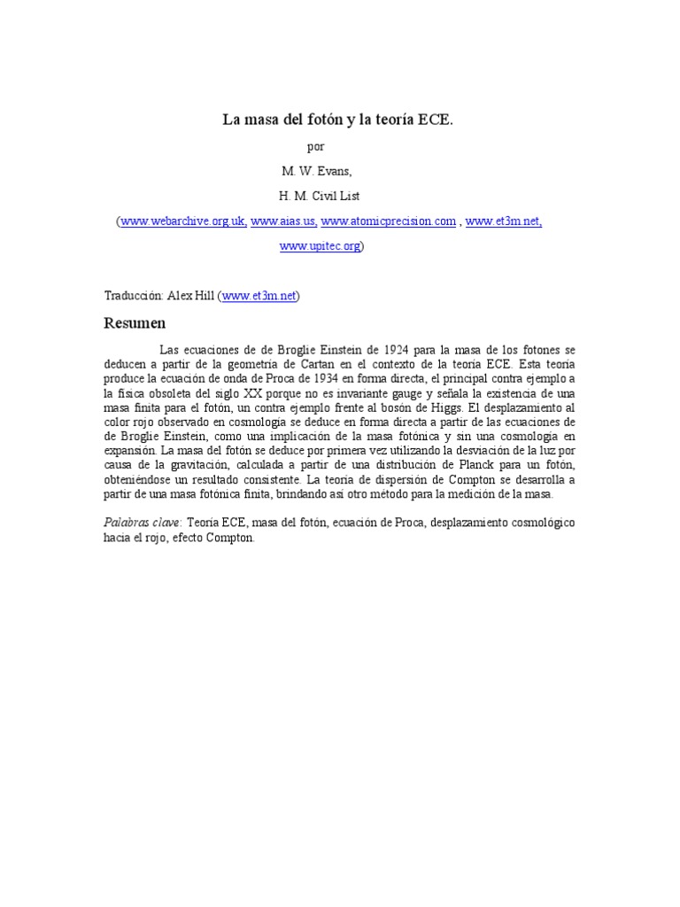 Masa del Fotón y Teoría ECE | PDF | Fotón | Ligero