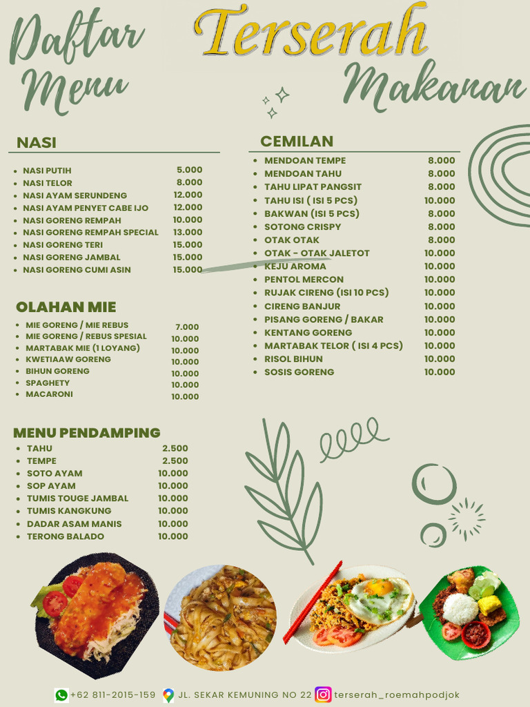 Daftar Menu Makanan dan Minuman Lucu | PDF