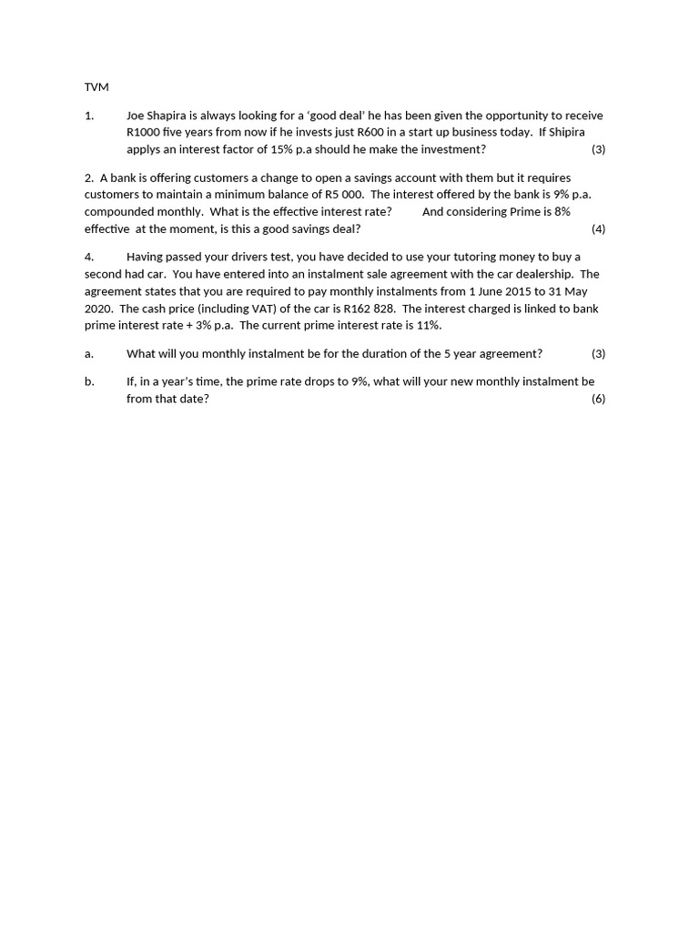 TVM - Class Examples (Old Test) | PDF