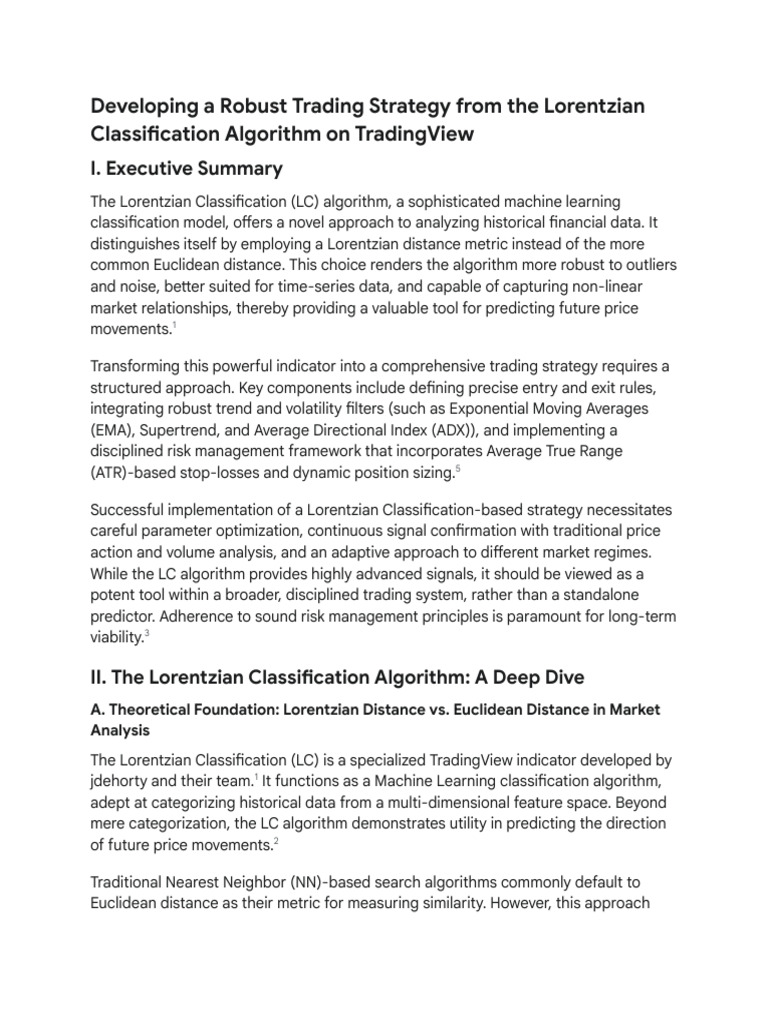 Lorentzian Algorithm Trading Strategy | PDF | Machine Learning | Statistical Classification