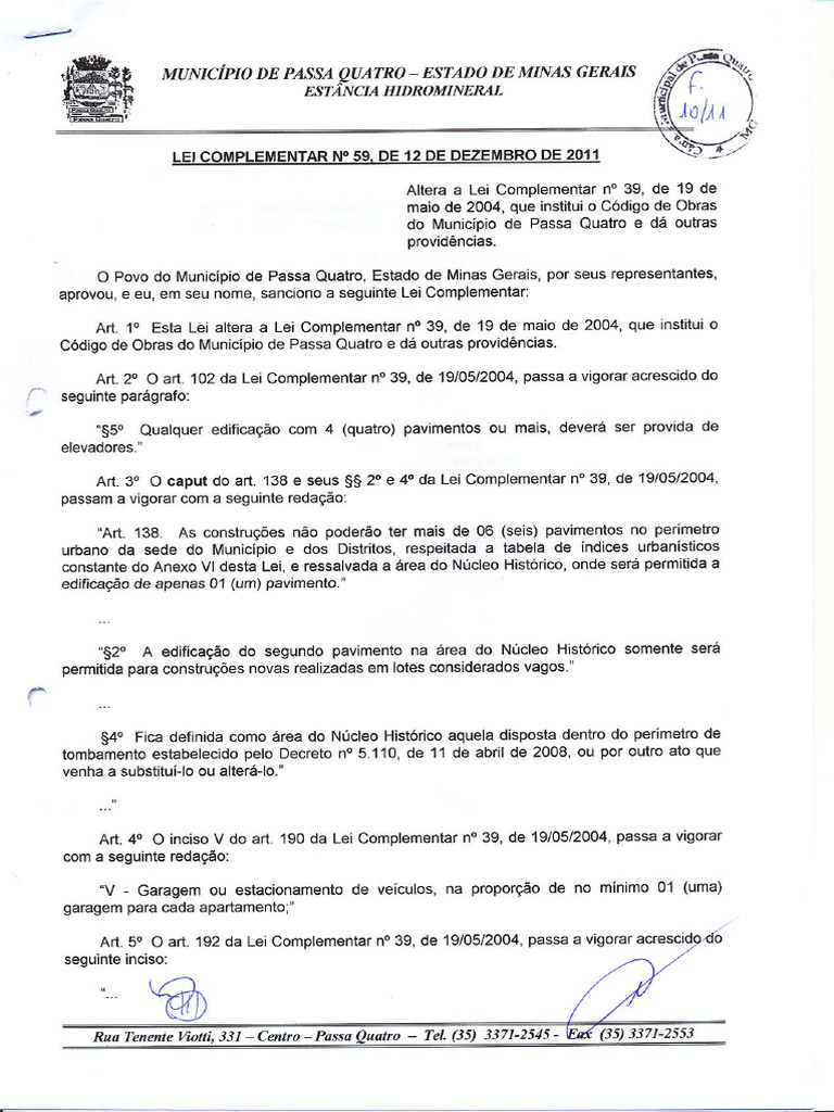 Lei Complementar 59 2011 | PDF