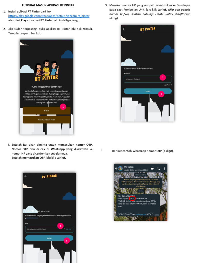 Update Tutorial Masuk Dan Cara Bayar Tagihan Di Aplikasi RT Pintar | PDF