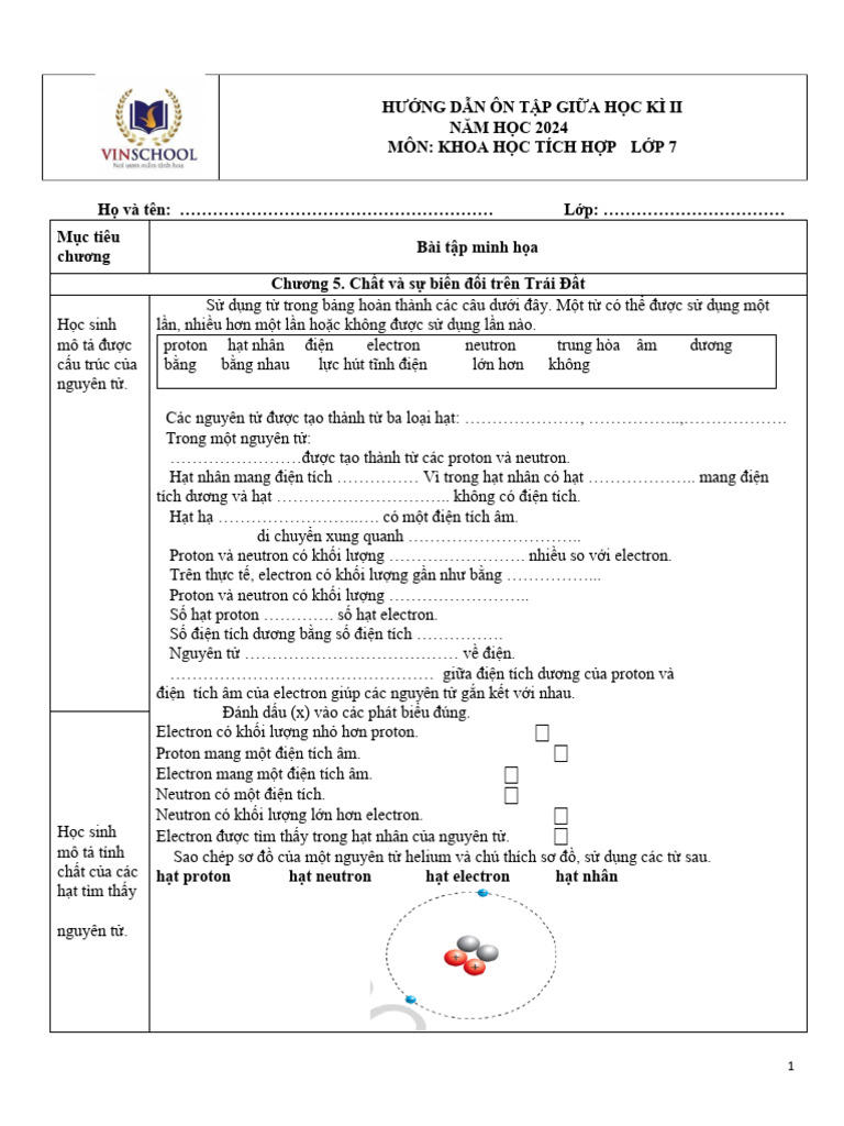 20250116_KHTN 7_HUONG DAN ON TAP GIUA HK2-1 | PDF