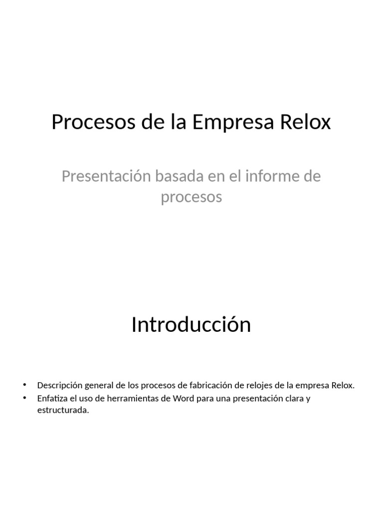 Presentacion Procesos Relox Actualizada | PDF | Business | Diseño