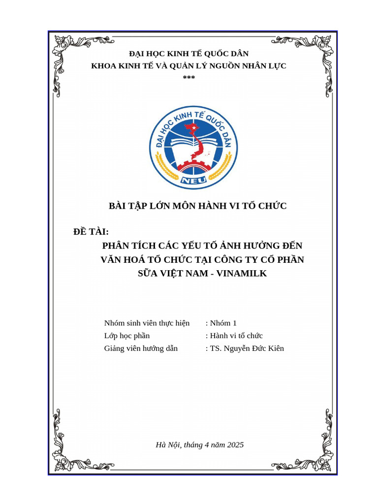 Hành VI T CH C - Nhóm 1 | PDF