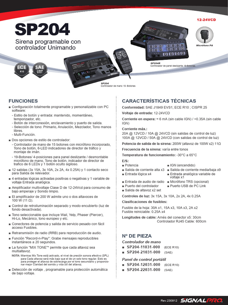 Specsheet SP204 | PDF | Informática | Ingenieria Eléctrica