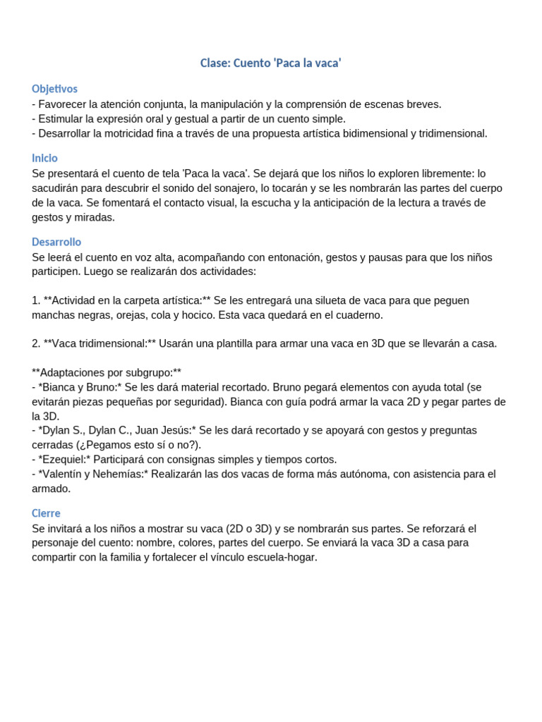 Clase Paca La Vaca COMPLETA | PDF