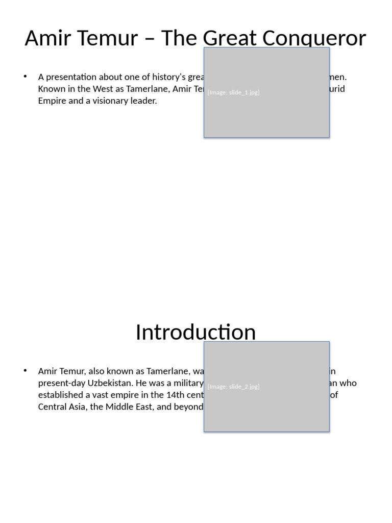 Amir Temur Final Presentation With Design | PDF