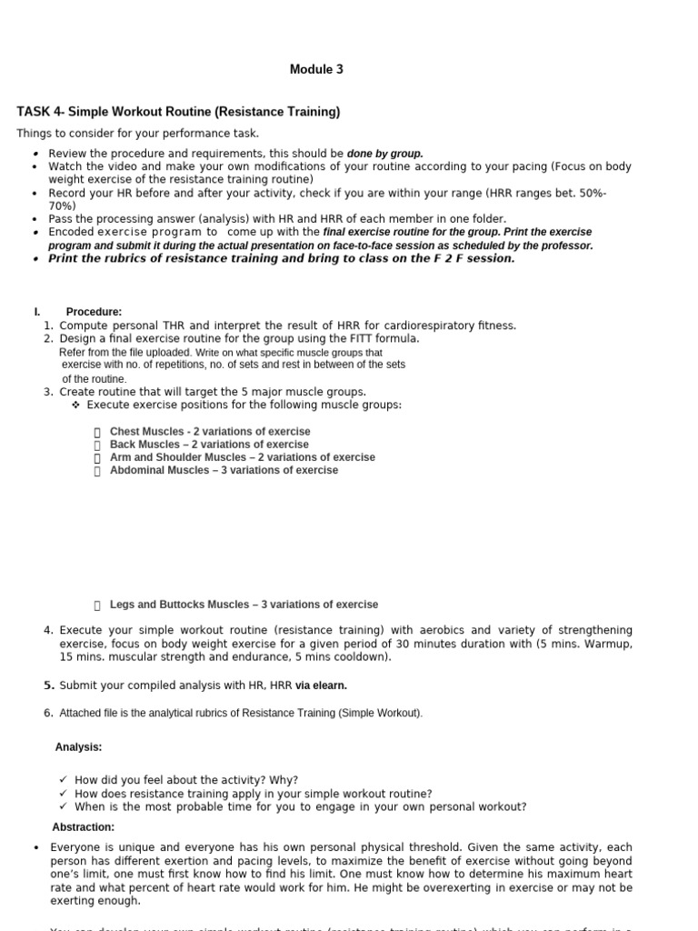 Task 4 - Module 3 (Revised-Hybrid) | PDF | Strength Training ...