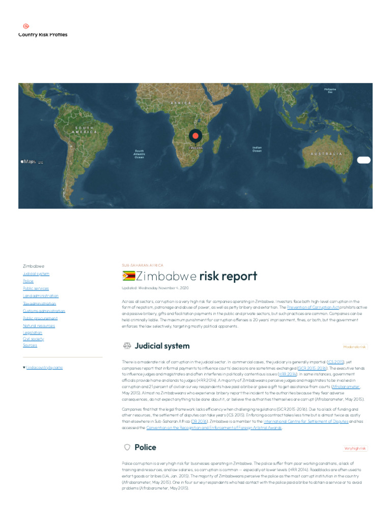 Zimbabwe Country Risk Report _ GAN Integrity | PDF | Political ...