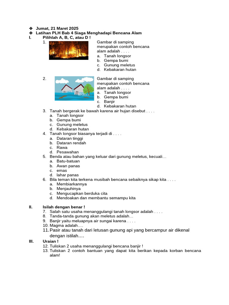 Latihan PLH: Siaga Bencana Alam | PDF