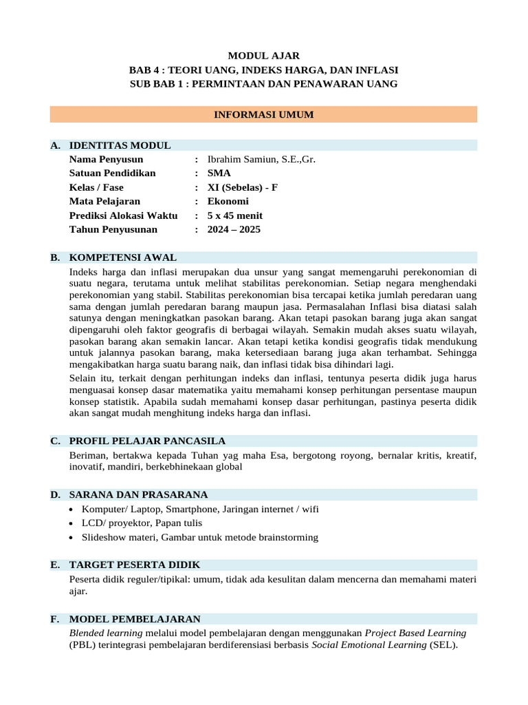 Teori Indeks Harga dan Inflasi Ekonomi | PDF