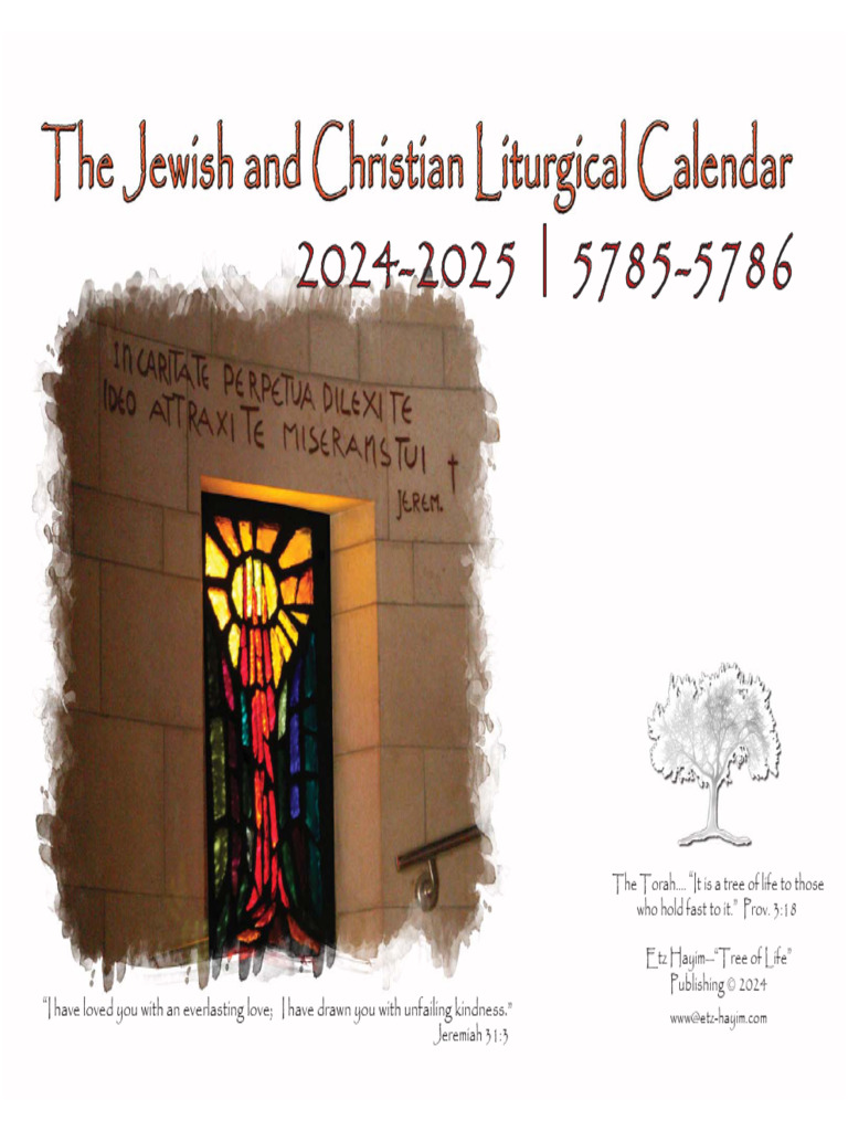 Jewish and Christian Liturgical Calendar 2024-2025 5785-5786 L AHC ...