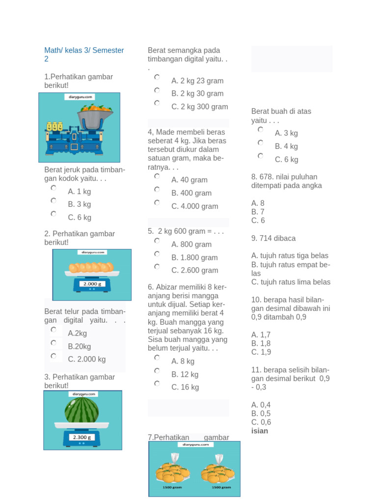SAS MATH Kelas 3 | PDF