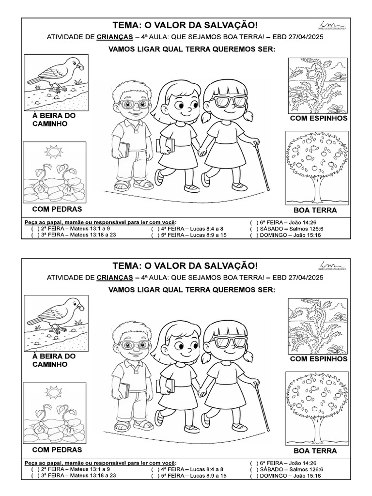 4a Aula - Atividade2 - CRI - O Valor Da Salvacao - Que Sejamos Boa Terra - Abril 2025 | PDF