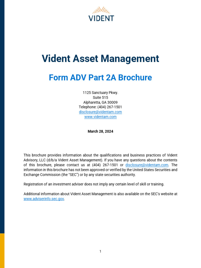 Vident Asset Management Brochure 2024 | PDF | Financial Risk ...