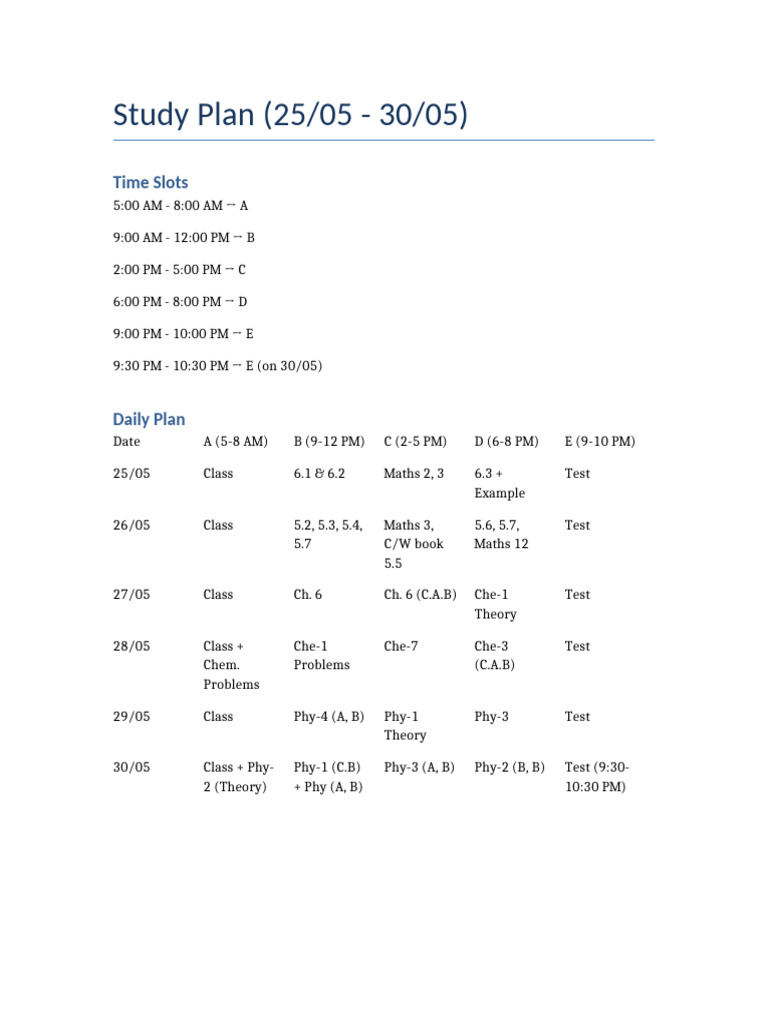 Study_Plan_25-30_May | PDF