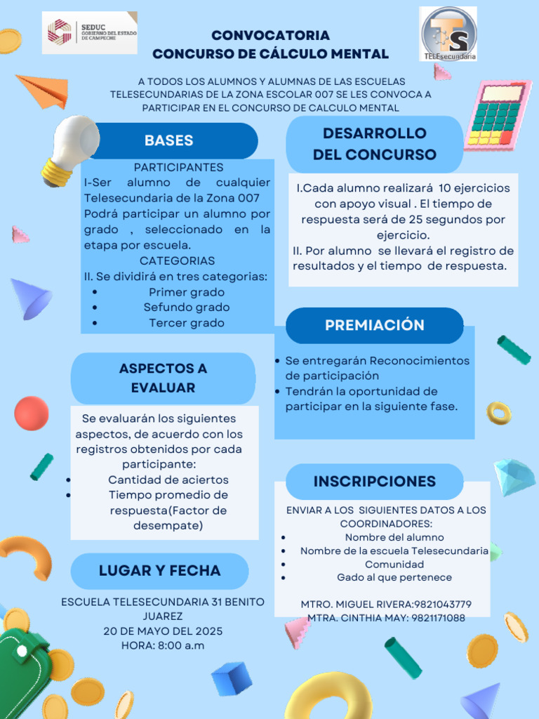 Convocatoria Concurso de Cálculo Mental (1) - 250507 - 115738 | PDF