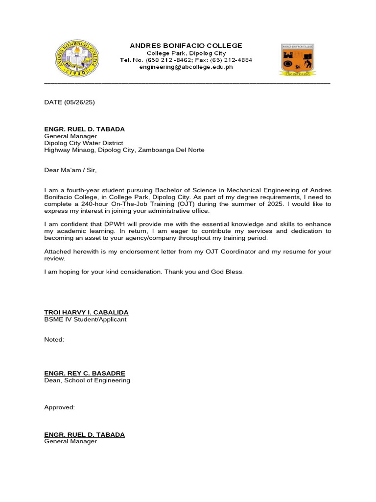 Application Letter Sample | PDF