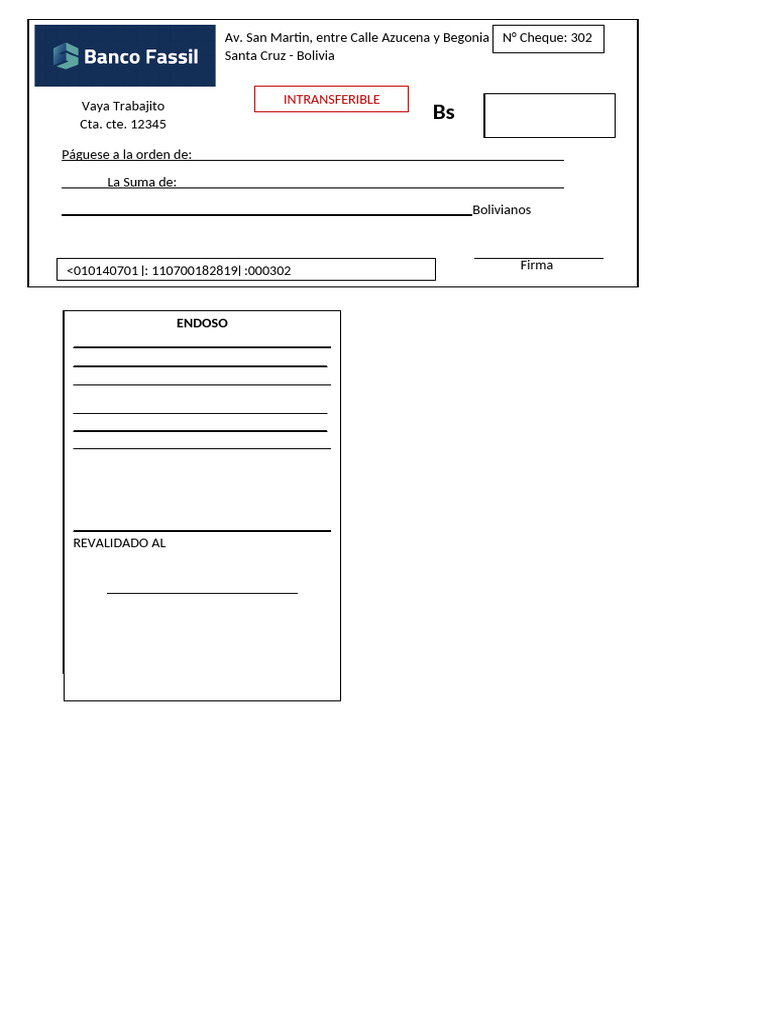 Guía de Endoso de Cheques en Bolivia | PDF
